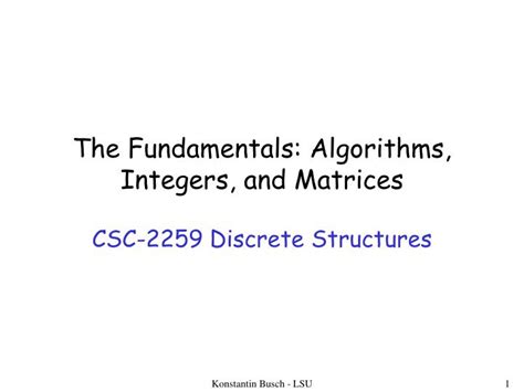 ppt the fundamentals algorithms integers and matrices powerpoint