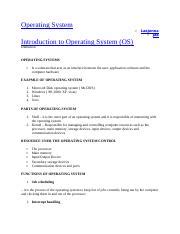 Introduction to Operating Systems: Functions and Classification ...