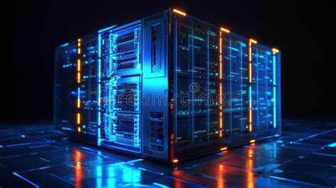 Futuristic Supercomputer With Glowing Circuits And Advanced Processing