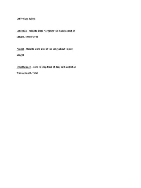 Entity Class Tables Pdf