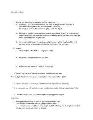 Lecture Exam 2-Review Outline - Microbiology Lecture Exam #2 Review Outline Use this outline to ...