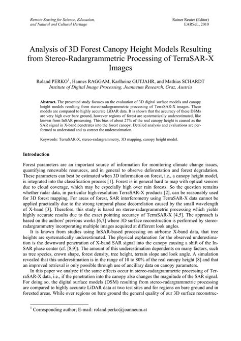 pdf analysis of 3d forest canopy height models resulting from stereo