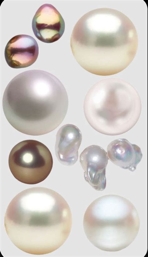 Different Types Of Pearls On A White Background
