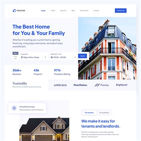 real estate web page design hero section design behance