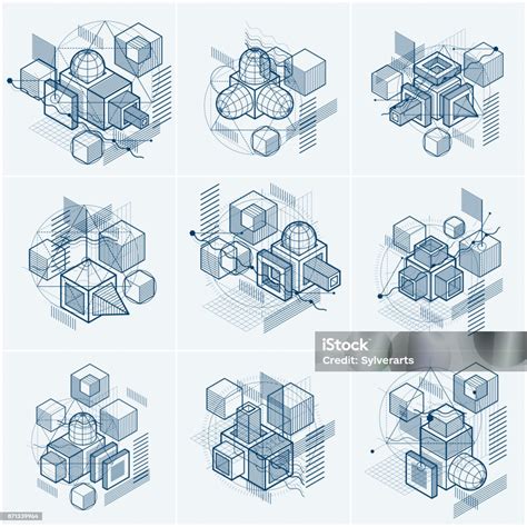 아이소메트릭 추상 배경 차원 도형 3d 메쉬 요소 벡터 0명에 대한 스톡 벡터 아트 및 기타 이미지 0명 3차원 형태 개체 그룹 Istock