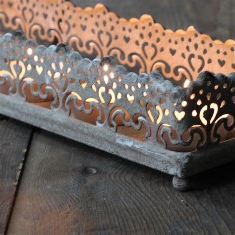 Vintage Style Candle Tray Rustic Table Decor Centerpiece