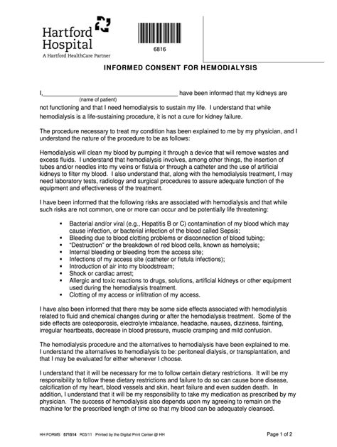 Dialysis Consent Form Fill Out And Sign Online Dochub