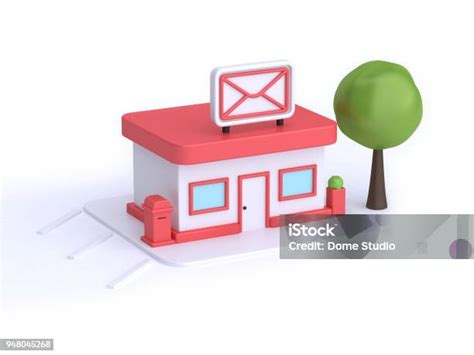 3d 우체국 건물 만화 스타일 흰색 배경 3d 렌더링 통신 교통 개념을 게시 0명에 대한 스톡 사진 및 기타 이미지 0명 3차원 형태 건물 외관 Istock
