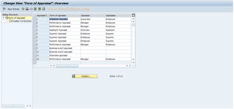 OOB SAP Tcode Form Of Appraisal