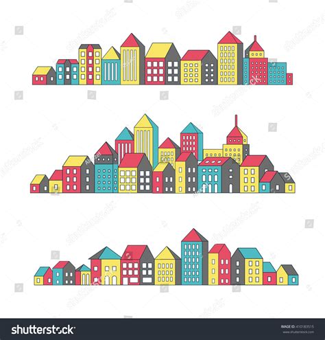 Silhouette City Structure Downtown Urban Modern Stock Vector Royalty