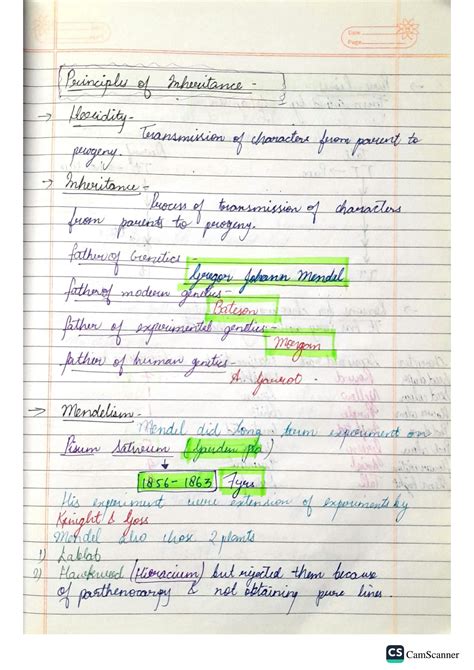 Solution Principle Of Inheritance Notes With Practice Questions And