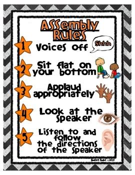 Assembly Rules By Klooster S Kinders Teachers Pay Teachers