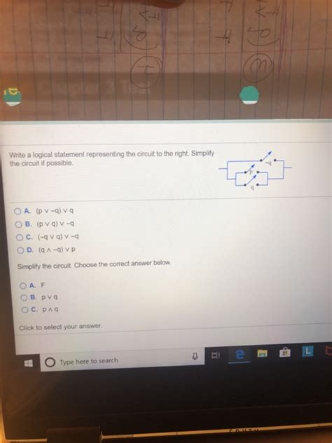 Solved Write A Logical Statement Representing The Circuit To