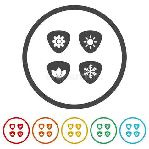 Four Seasons Symbols Icon Set Icons In Color Circle Buttons Stock Illustration Illustration