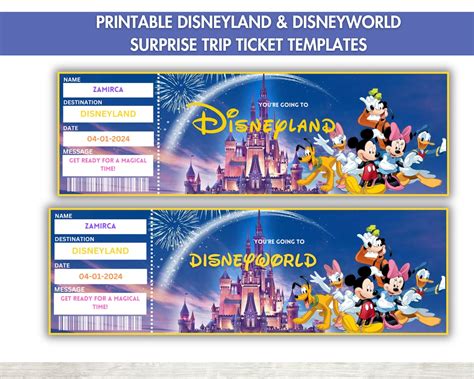 Printable Disneyland Surprise Ticket Template Disneyworld Ticket T