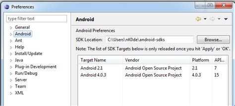 Android Installed Platformss Not In The Sdk Folder And Doesnt Appear As Target Platforms