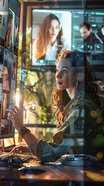 Leading Virtual Collaboration Premium Ai Generated Image