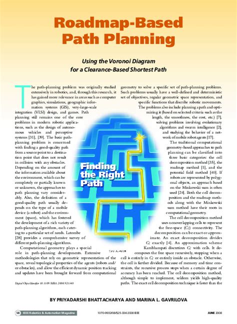 Pdf Roadmap Based Path Planning Using The Voronoi Diagram For A