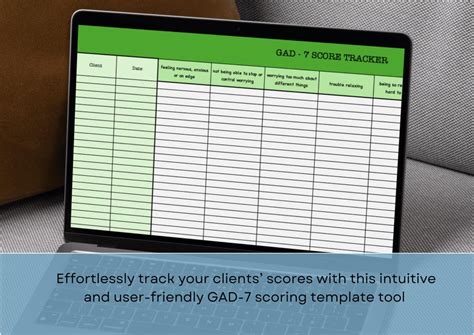 Gad 7 Scoring And Analysis Tool Excel Automated Score Recording For Therapists Private Practice