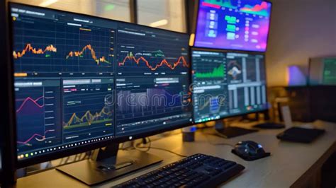 A Desk Setup Featuring Three Computer Monitors And A Keyboard Perfect For Multi Tasking And