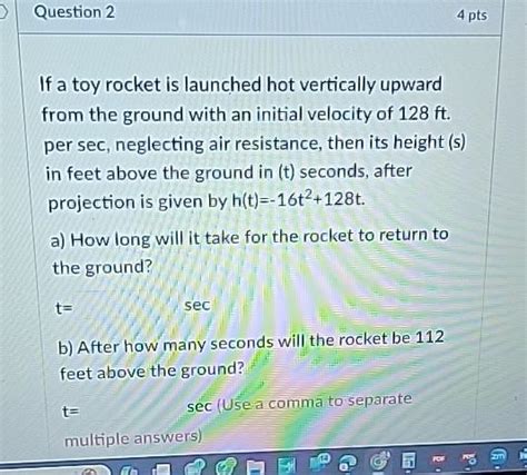 Solved Question 24 ﻿ptsif A Toy Rocket Is Launched Hot