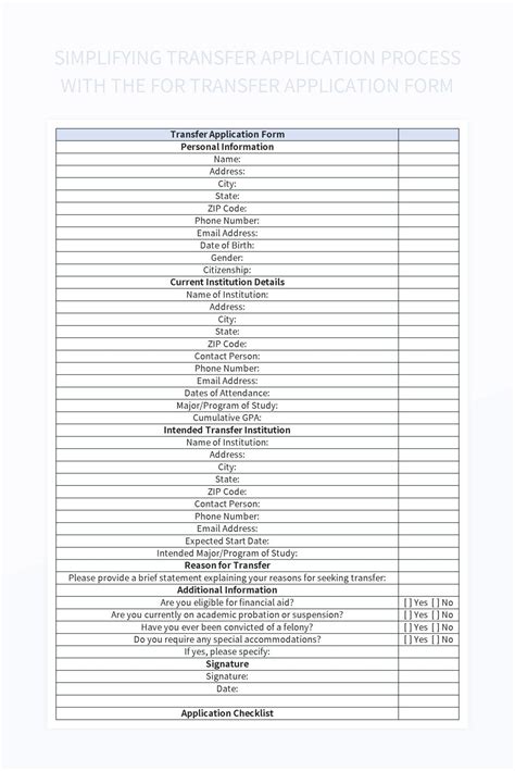 Asset Transfer Application Form Excel Template And Google Sheets File For Free Download - Slidesdocs