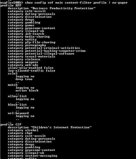 How Can I Check The Current Content Filter Profiles On The Usg Flex Models Using The Cli