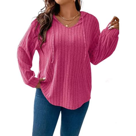 Womens Plus Size Drawstring Drop Shoulder Hoodie Casual Loose Long