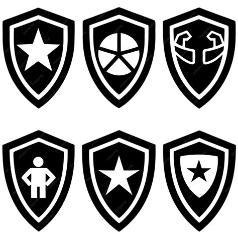 A Set Of Different Shield Logos Including A Man And A Woman Premium