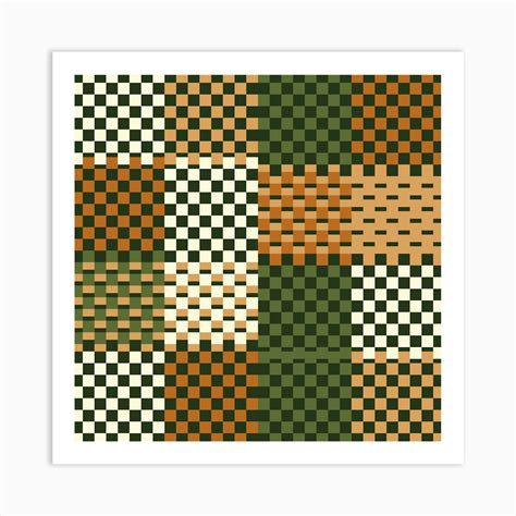 Boho Checkered Pattern Muted Earthy Colors Art Print By Koovox Fy