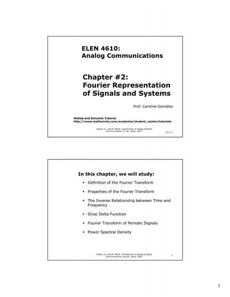 Chapter Fourier Representation Of Signals And Systems