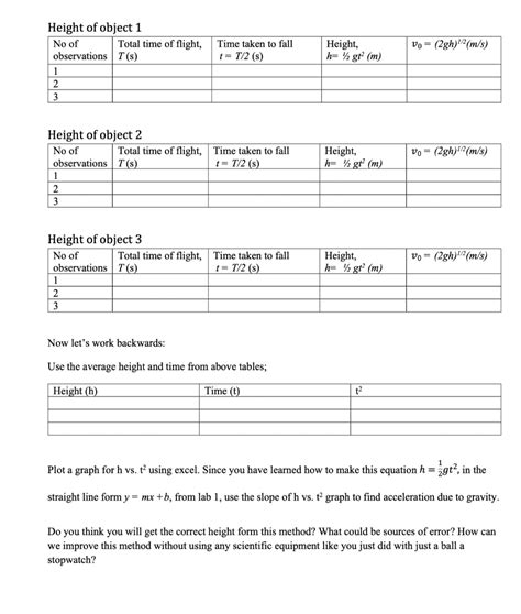 Acceleration Due To Gravity Free Fall Theory In Chegg Com