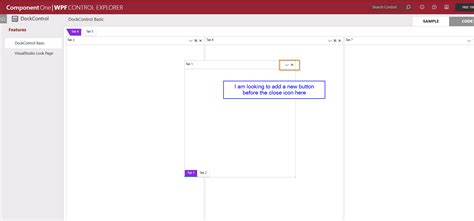 add a new button to the c1dockcontrol wpf edition componentone
