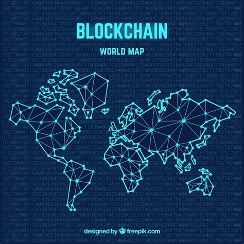 Blockchain World Map Concept Free Vector