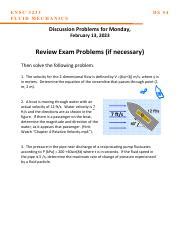ENSC Discussion For Monday February Pdf ENSC FLUID MECHANICS DS
