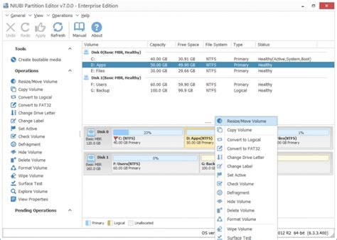 how to resize volume and move partition with niubi partition editor