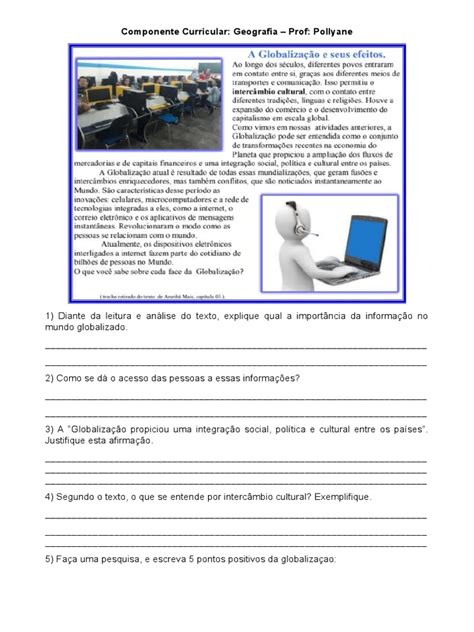 Atividade 9 Ano Globalização Pdf