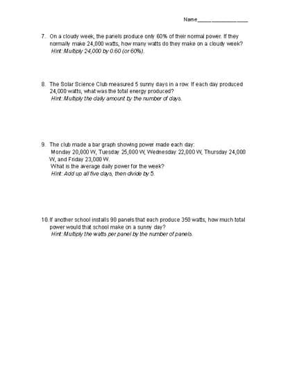 Real World Math Solar Power Word Problems For Middle School Tpt