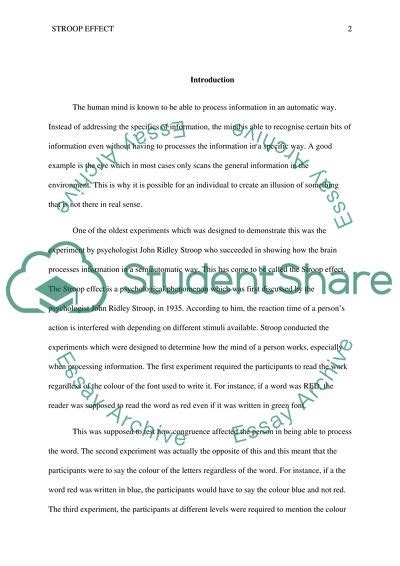 Testing The Stroop Effect Research Paper Example Topics And Well Written Essays 1250 Words