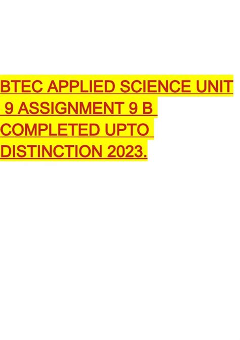 Btec Applied Science Unit 9 Assignment 9 B Completed Upto Distinction 2023 Btec Stuvia Us