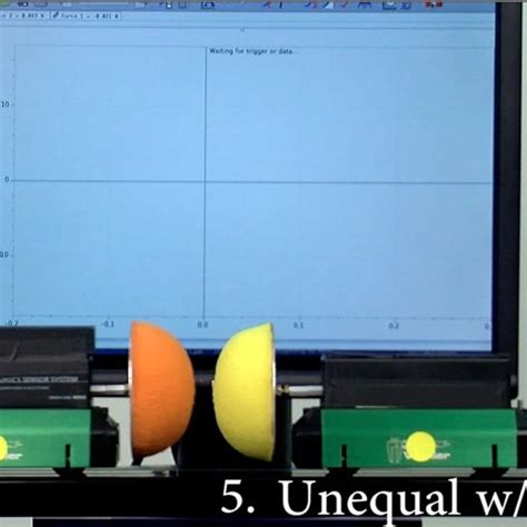 The Two Video Frames Show Cars Of Unequal Mass Just Before And After A