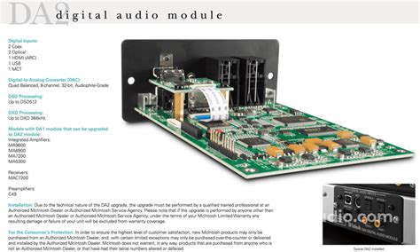 Mcintosh Da2 Digital Audio Module Upgrade Kit New Skyfi Audio
