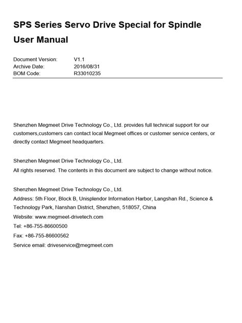 sps series servo drive special for spindle user manual pdf power supply electric motor