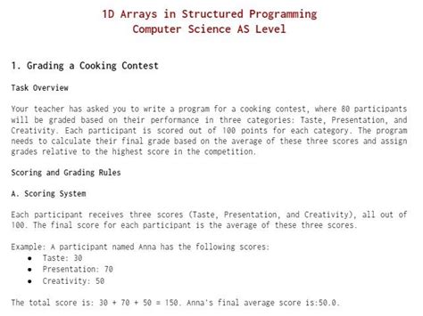 1d Arrays In A Real Life Scenario Teaching Resources