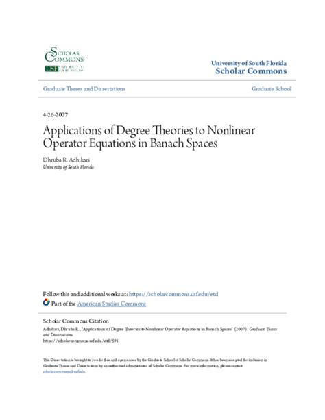 Pdf Applications Of Degree Theories To Nonlinear Operator Equations