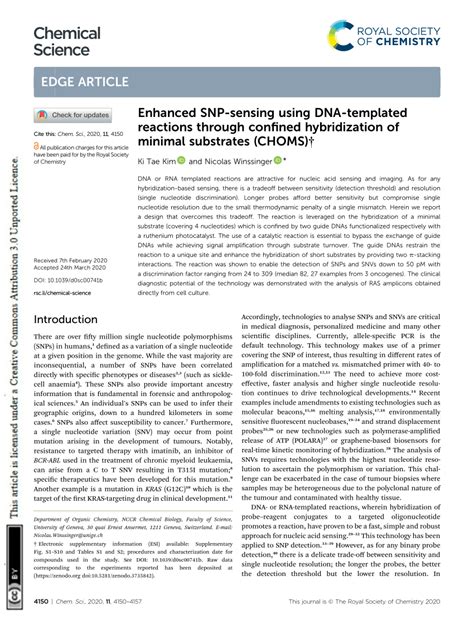 Pdf Enhanced Snp Sensing Using Dna Templated Reactions Through