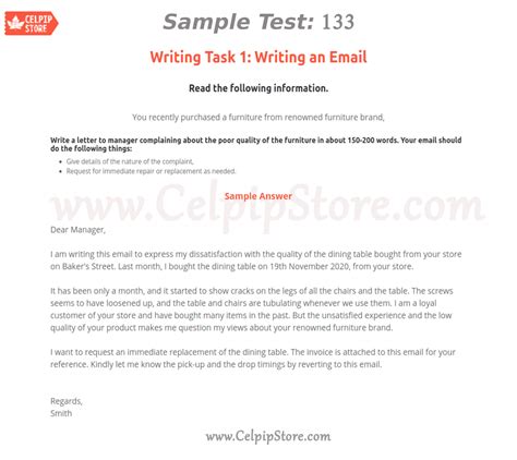 Celpip Writing An Email Sample 133 Free Celpip Mock