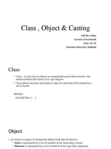 Class Object And Casting In Java A Comprehensive Guide Pdf