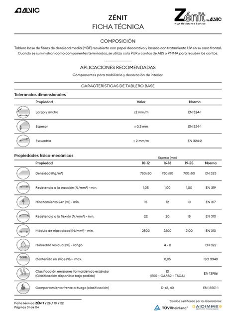 Ficha Tecnica Zenit 1 Pdf Laboratorios Ciencias Fisicas