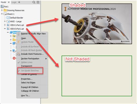 decal image is not shown in a non shaded drawing view in inventor